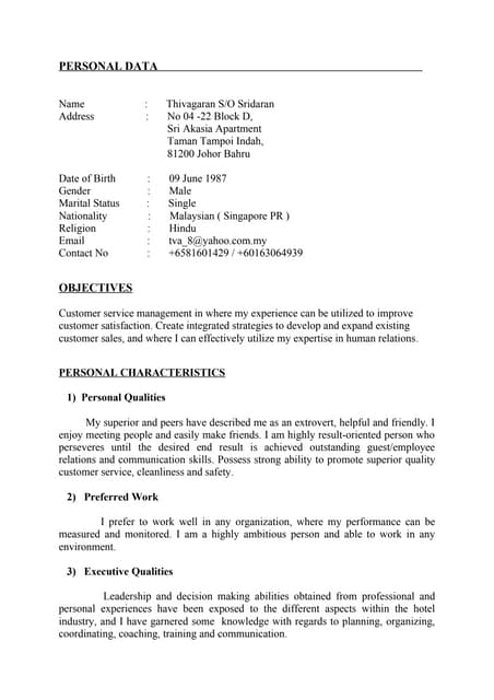 Resume up-date 2016 | DOC | Bars & Restaurants | Attractions