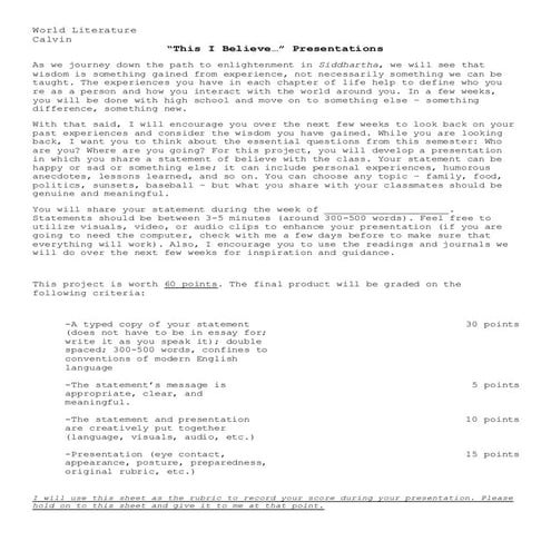 Transcendentalism final project | DOCX