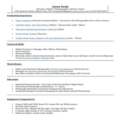 Jason Sealy - Interactive Resume | PDF