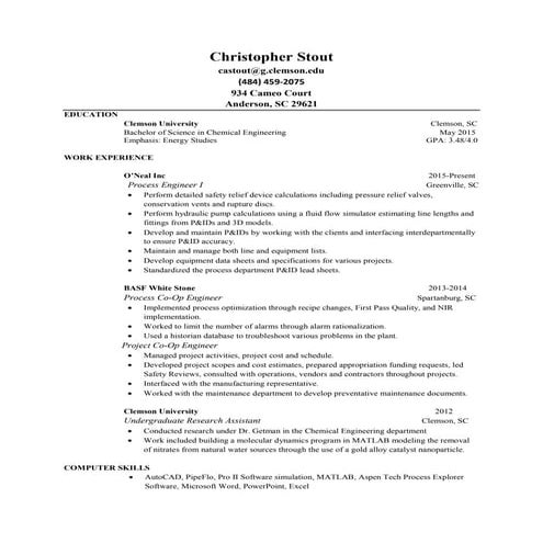 Stout, Christopher Resume | PDF