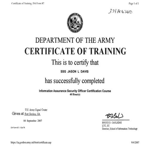 Information Assurance Security Officer 2007 | PDF