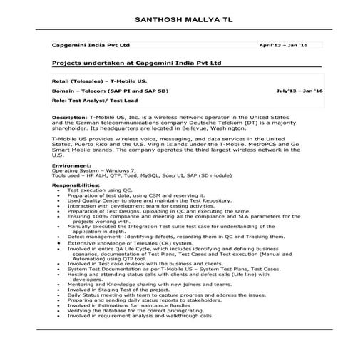 Santhosh Mallya TL | PDF