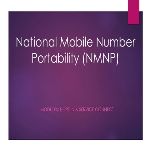National Mobile Number Portability (NMNP) | PPTX