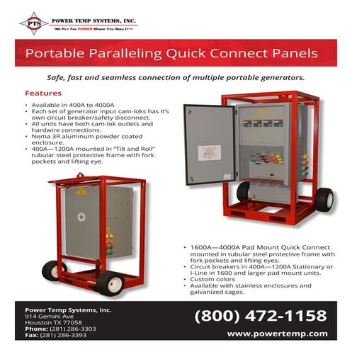 Portable Paralleling Quick Connect Panels 12 2 15 | PDF