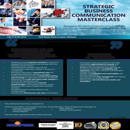 Strategic Business Communication Masterclass | PDF | Business Expos & Conferences | Events