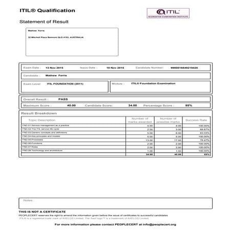 Statement Of Results ITIL | PDF