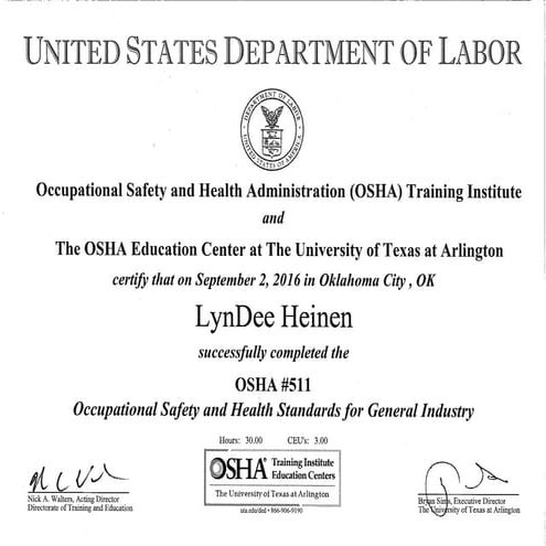 OSHA 511 Certificate | PDF