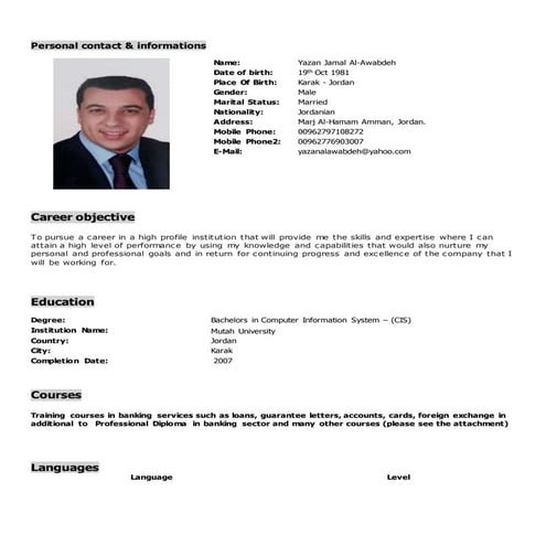 YAZAN CV 1 (1) | PDF