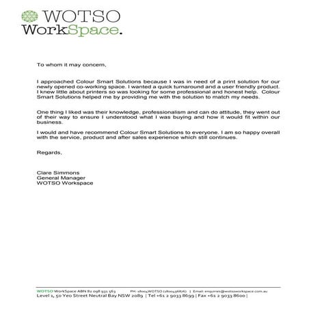 WOTSO Workspace Testimonial | PDF