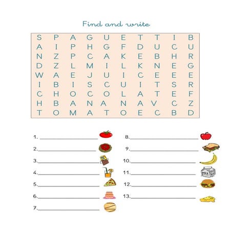Wordsearch: food | PDF