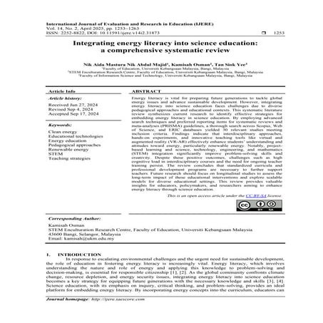 Integrating energy literacy into science education: a comprehensive systematic review | PDF