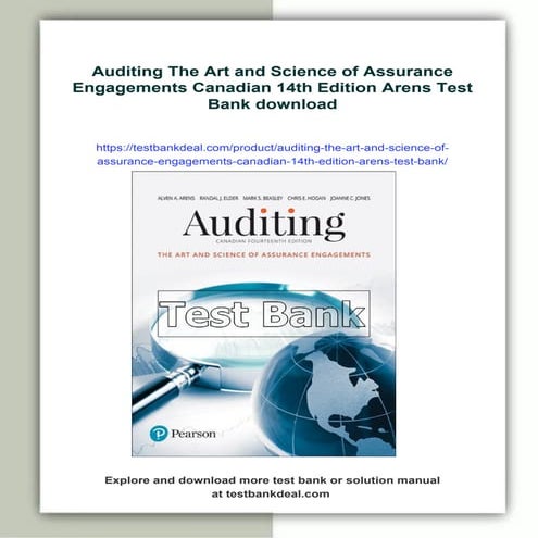 Auditing The Art and Science of Assurance Engagements Canadian 14th ...