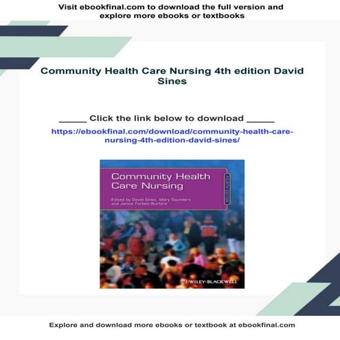 Community Health Care Nursing 4th edition David Sines | PDF