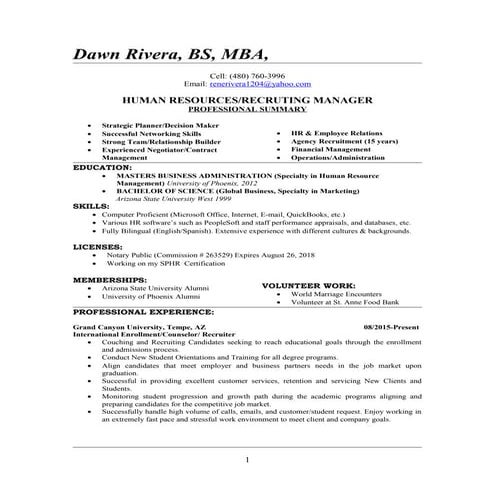 Dawn Resume Update HR. 2016 | DOC