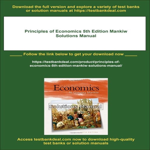 Principles of Economics 5th Edition Mankiw Solutions Manual | PDF