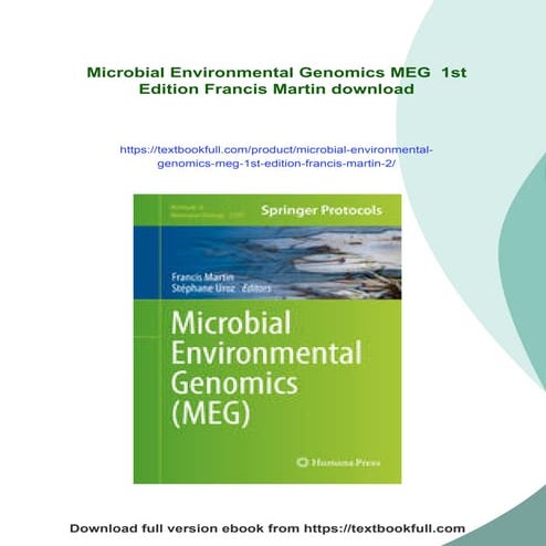Microbial Environmental Genomics MEG 1st Edition Francis Martin | PDF