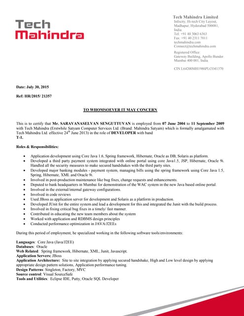 tcs experience letter | PDF | Human Resources | Business
