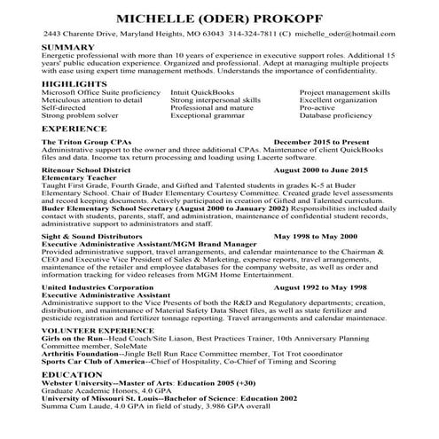 Michelle's resume 2016 | DOCX