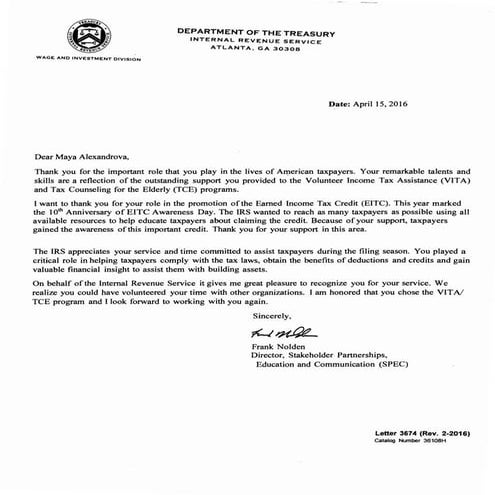 IRS appreciation letter | PDF