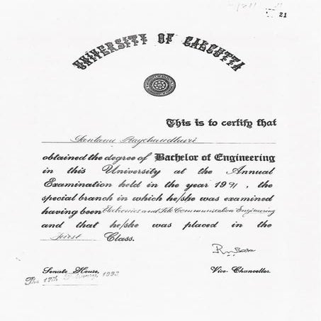 BE Degree Certificate | PDF