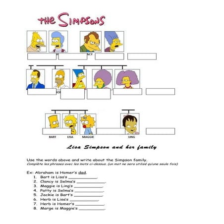 Simpsons Family Tree Worksheet