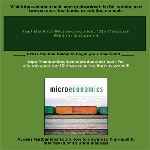 Test Bank for Microeconomics, 12th Canadian Edition: McConnell | PDF