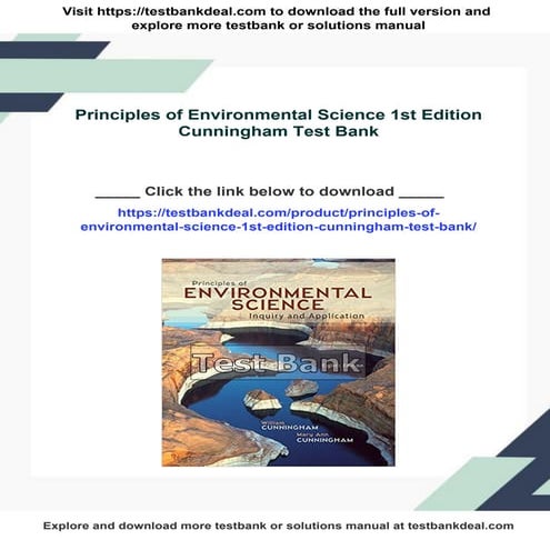 Principles of Environmental Science 1st Edition Cunningham Test Bank | PDF