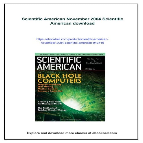 Scientific American November 2004 Scientific American | PDF