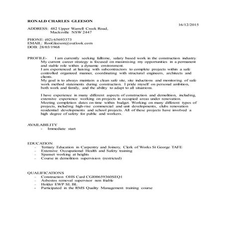 rons resume 2015 | DOCX