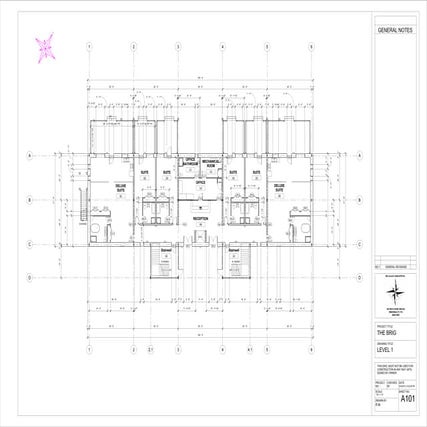 COMMERCIAL BUILDING REVIT 3D - Sheet - A101 - LEVEL 1 | PDF