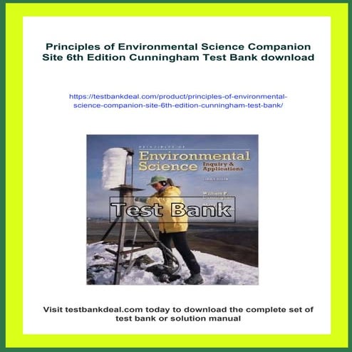 Principles of Environmental Science Companion Site 6th Edition ...
