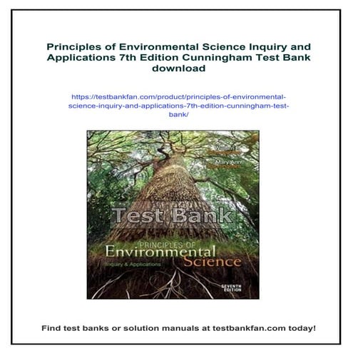 Principles of Environmental Science 1st Edition Cunningham Test Bank | PDF