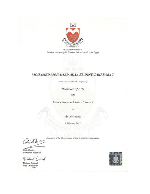 01. MIDDLESEX MSC CERTIFICATE 08OCT01 | PDF