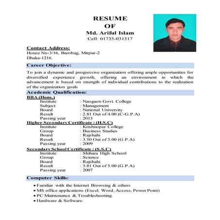 RESUME Ariful Islam | DOCX
