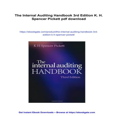 The Internal Auditing Handbook 3rd Edition K. H. Spencer Pickett | PDF