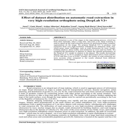 Effect Of Dataset Distribution On Automatic Road Extraction In Very High Resolution Orthophoto