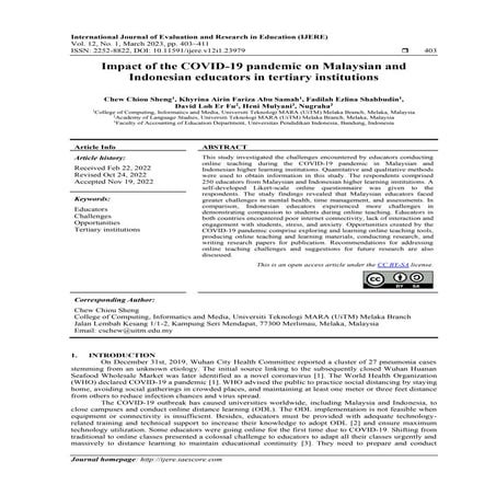 Impact of the COVID-19 pandemic on Malaysian and Indonesian educators ...