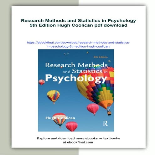 Research Methods and Statistics in Psychology 5th Edition Hugh Coolican ...