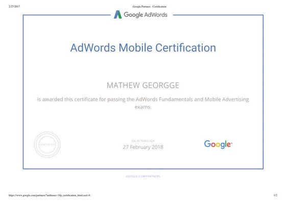 Google Mobile Advertising - Certification | PDF