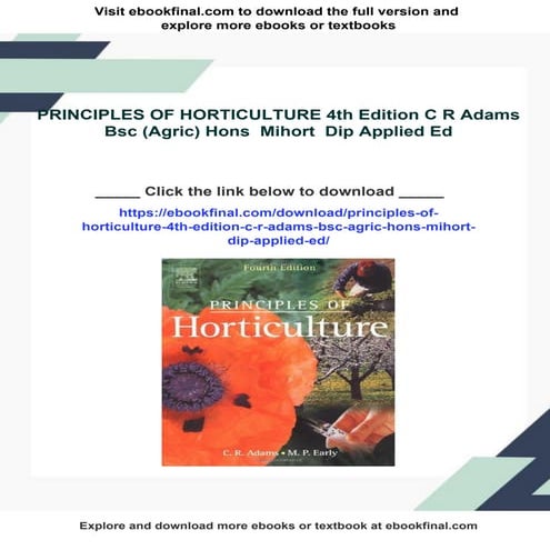 PRINCIPLES OF HORTICULTURE 4th Edition C R Adams Bsc (Agric) Hons ...