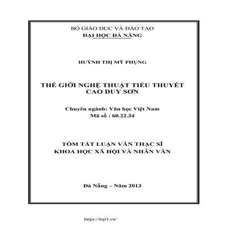 Luận văn Thế giới nghệ thuật tiểu thuyết Cao Duy Sơn | PDF