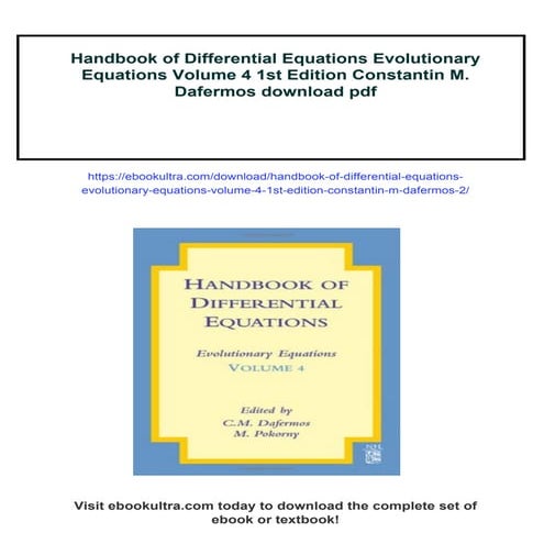 Handbook of Differential Equations Evolutionary Equations Volume 4 1st ...