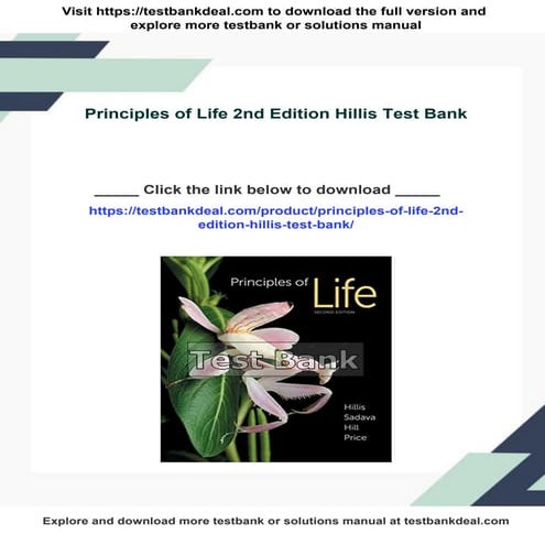 Principles of Life 2nd Edition Hillis Test Bank | PDF