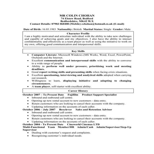 Benjamin Hughes cv | DOCX