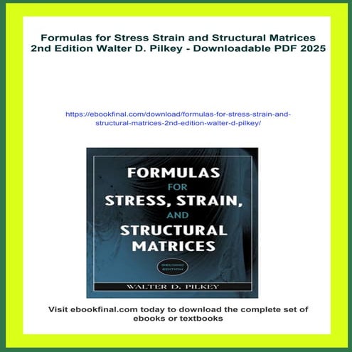 Formulas for Stress Strain and Structural Matrices 2nd Edition Walter D ...