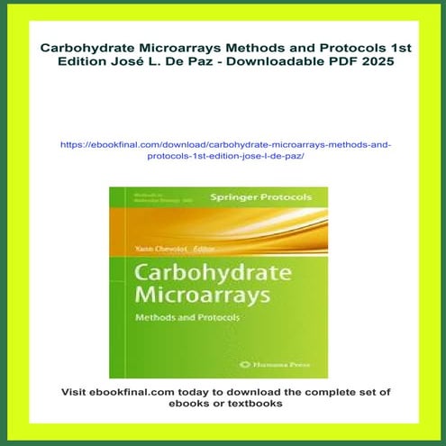 Carbohydrate Microarrays Methods and Protocols 1st Edition José L. De Paz | PDF