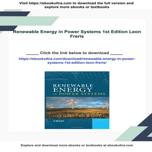 Renewable Energy in Power Systems 1st Edition Leon Freris | PDF