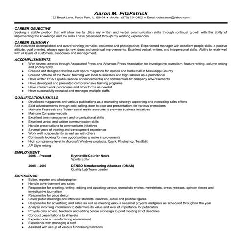 FitzPatrick Resume 2016 | DOC