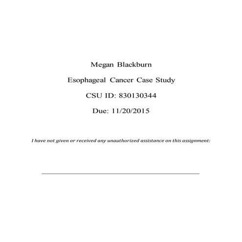 Cancer Case study | DOCX | Digestive Disorders | Diseases and Conditions