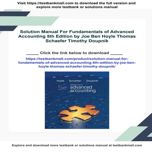 Complete Answer Guide for Solution Manual For Fundamentals of Advanced Accounting 5th Edition by ...